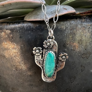 Tapatio Cactus, Saguaro Cactus Pendant, Turquoise Saguaro, Turquoise ...