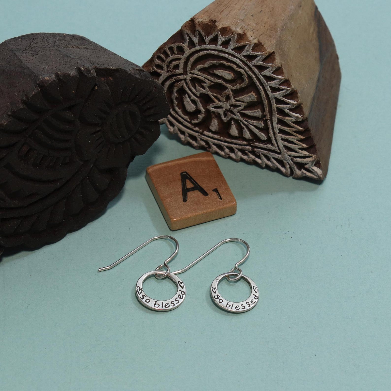 So Blessed Earrings, Sterling Silver, Christian, Handmade, Heart ...