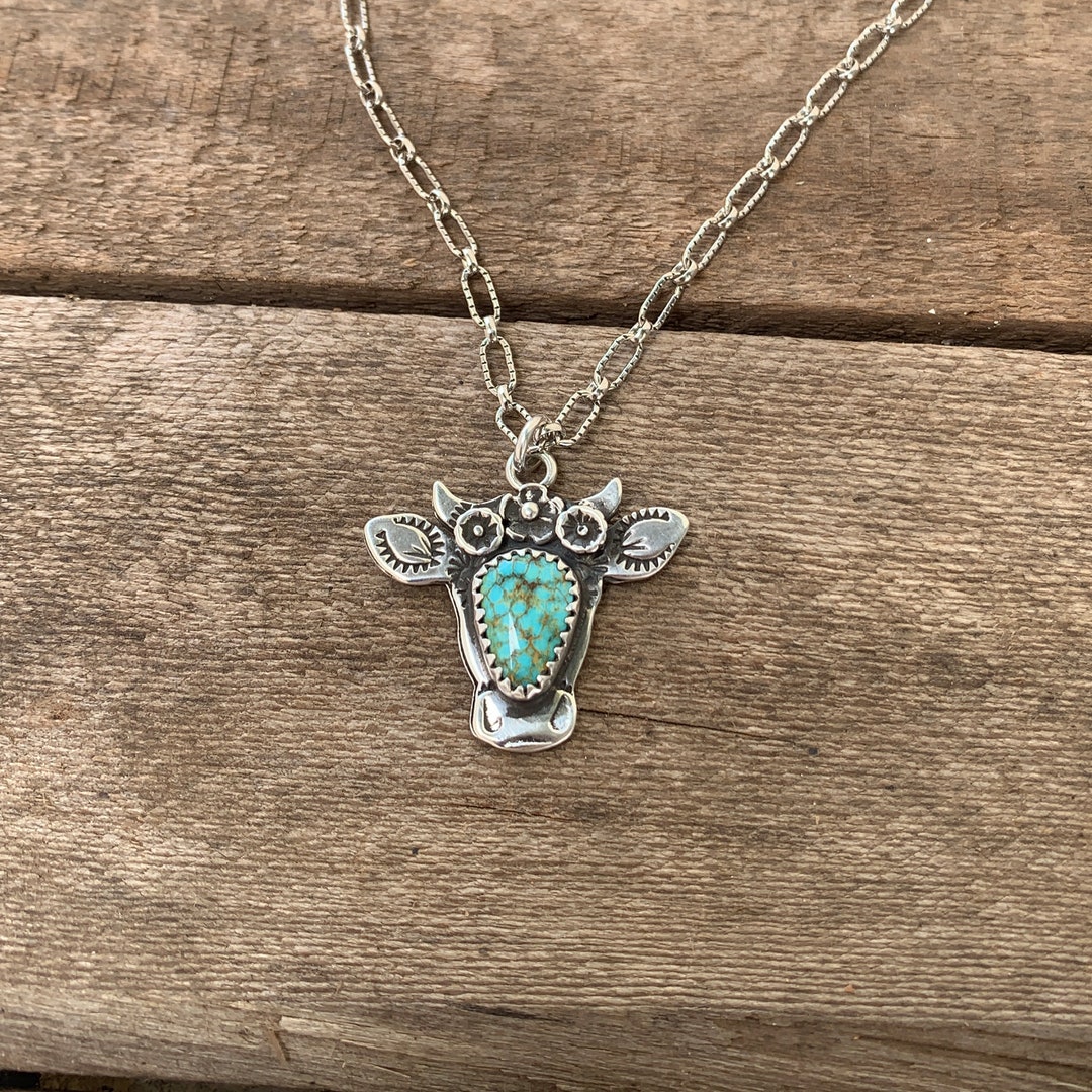 Zamora Pendant, Cow Head Necklace, Sterling Silver Cow Head, Cow Head ...