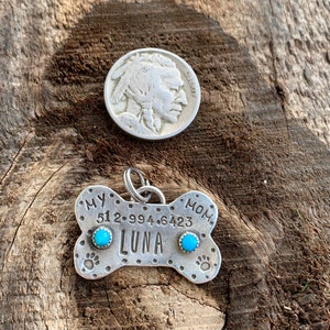 Custom Turquoise Dog Tag, Dog ID, Dog Identification, Bronze & Silver ...