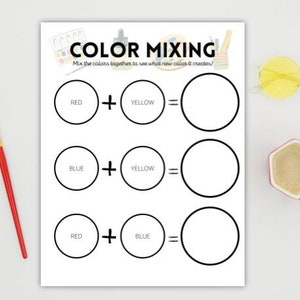 Coloring Mixing Printable, Art Teacher Printable, Coloring Mixing ...