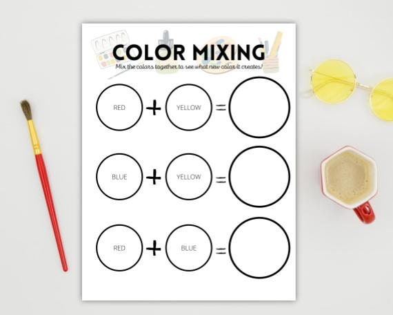 Coloring Mixing Printable, Art Teacher Printable, Coloring Mixing ...
