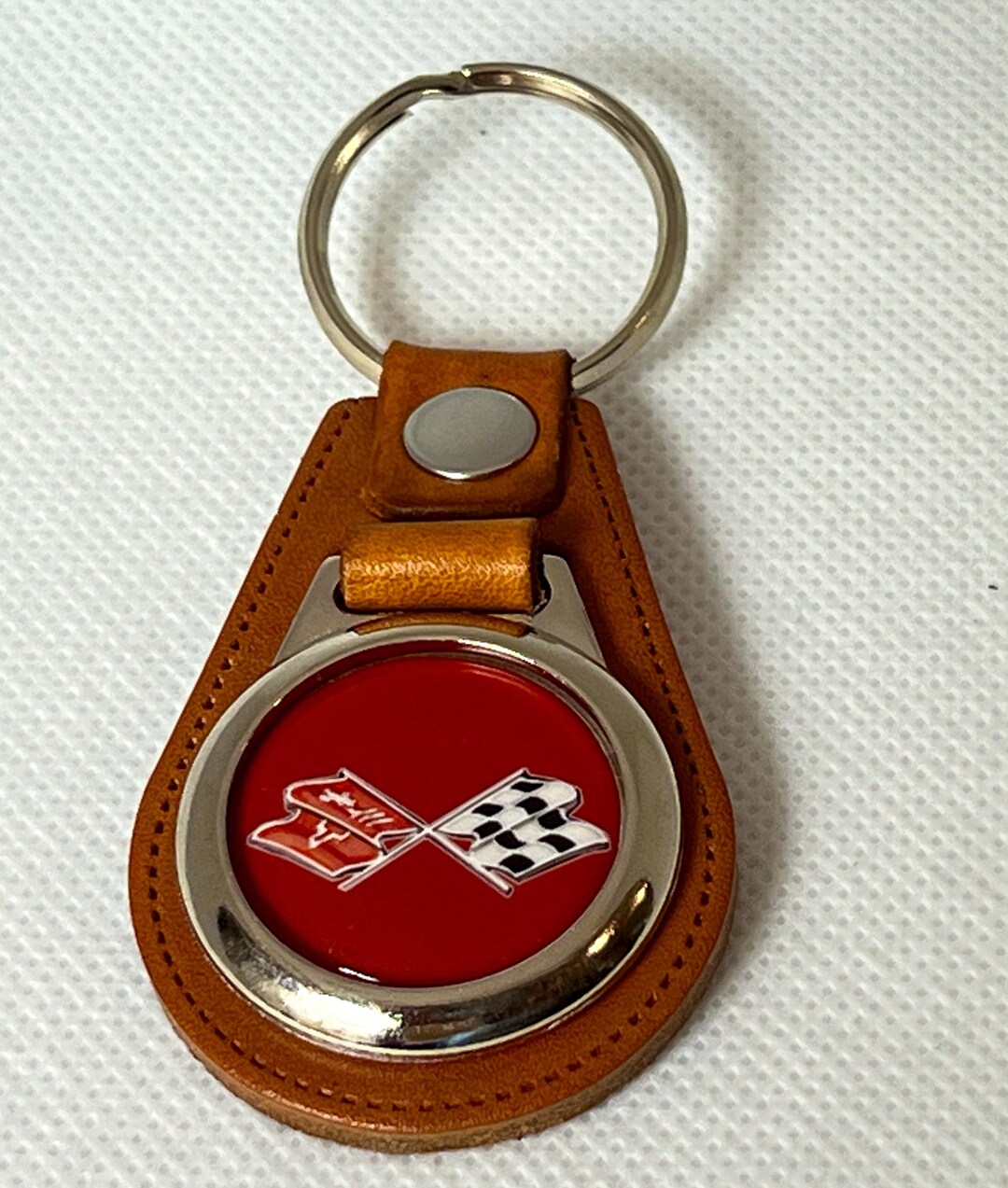 Leather Retro Keychain for C3 Corvette Red Background - Etsy