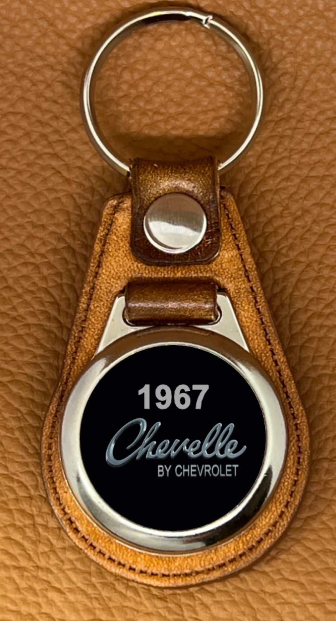 1967 CHEVELLE Premium Leather Tan Keychain - Etsy