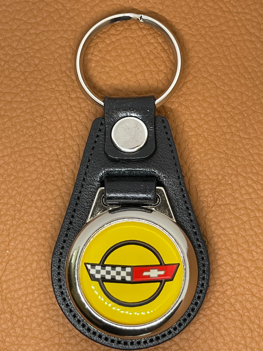 Yellow Corvette C4 Keychain Premium Black Leather - Etsy