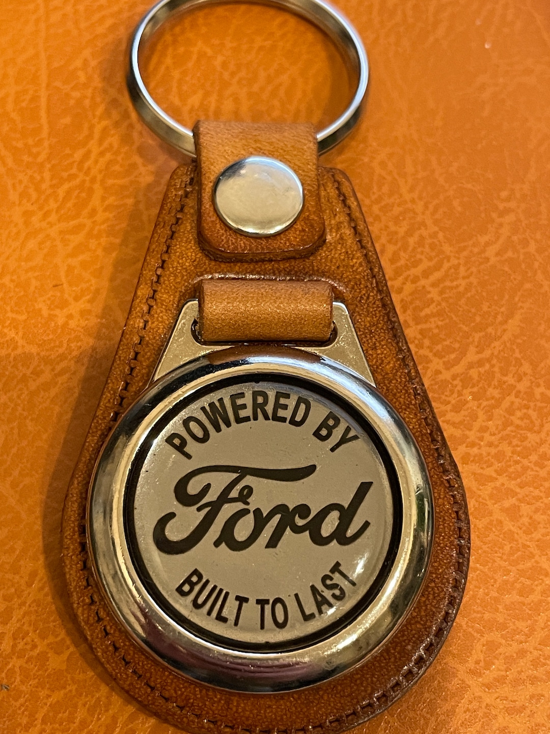 Ford High Quality Leather and Stainless Steel Engraved Keychain Retro ...