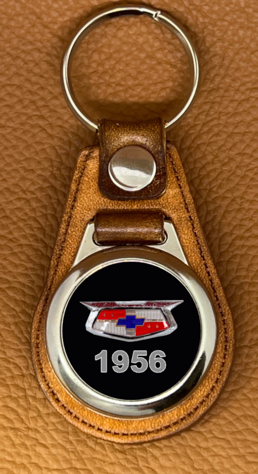 Old School 1956 TAN Leather Keychain for Chevy - Etsy
