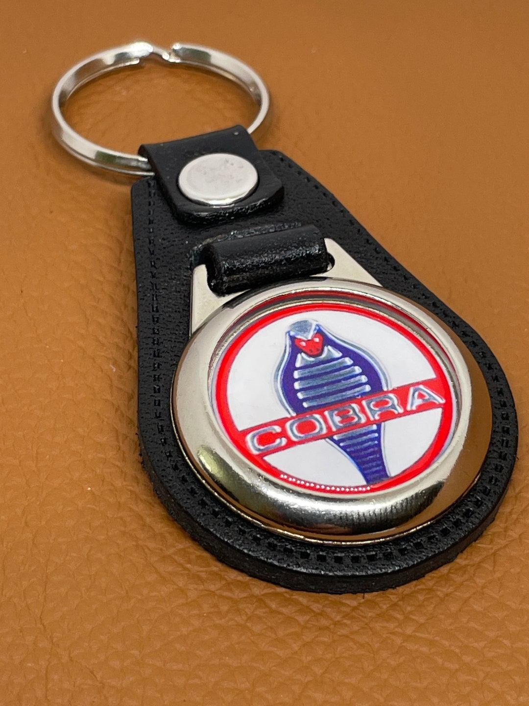 COBRA KEYCHAIN Black Premium Leather - Etsy
