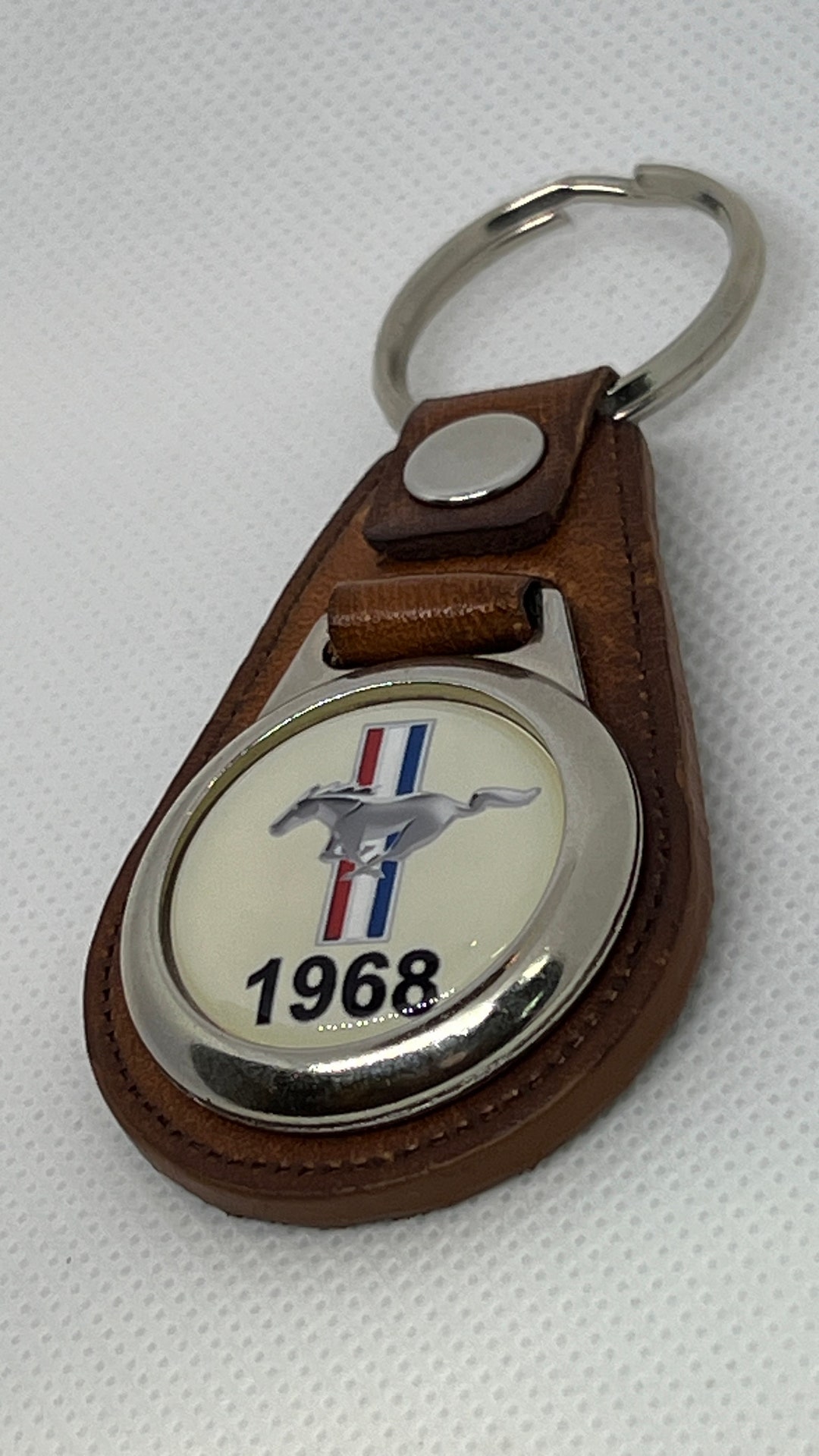 Tan 1968 MUSTANG Leather Keychain High-quality - Etsy
