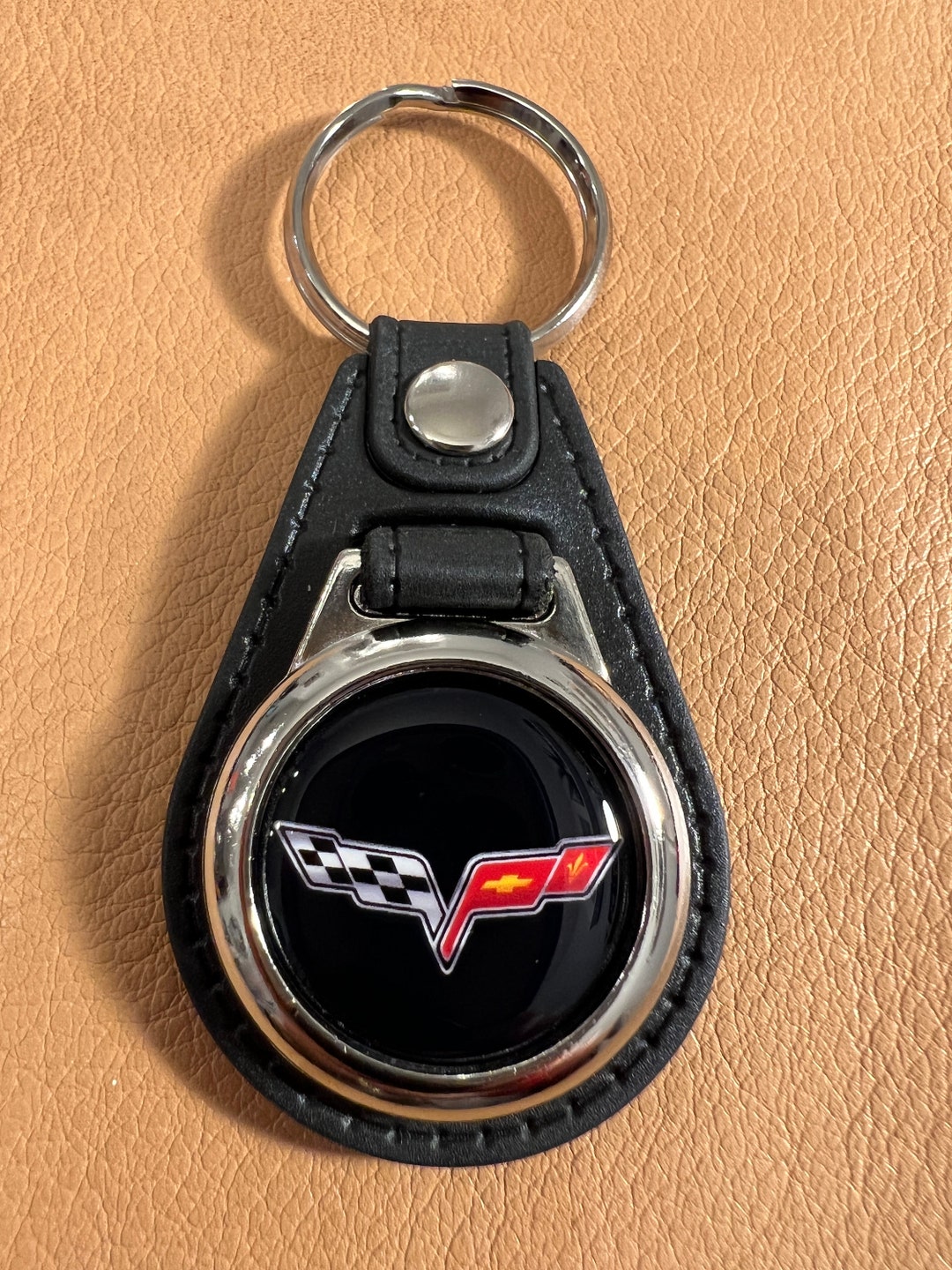 Leather C6 CORVETTE KEYCHAIN Black Key Tag - Etsy