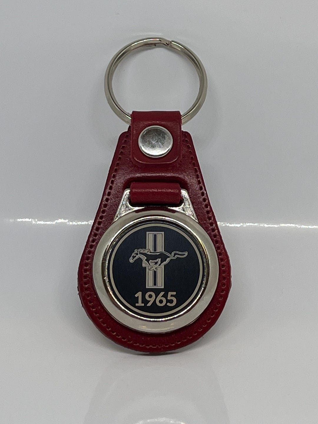 1965 Engraved Ford Mustang in Red Leather Keychain Durable - Etsy