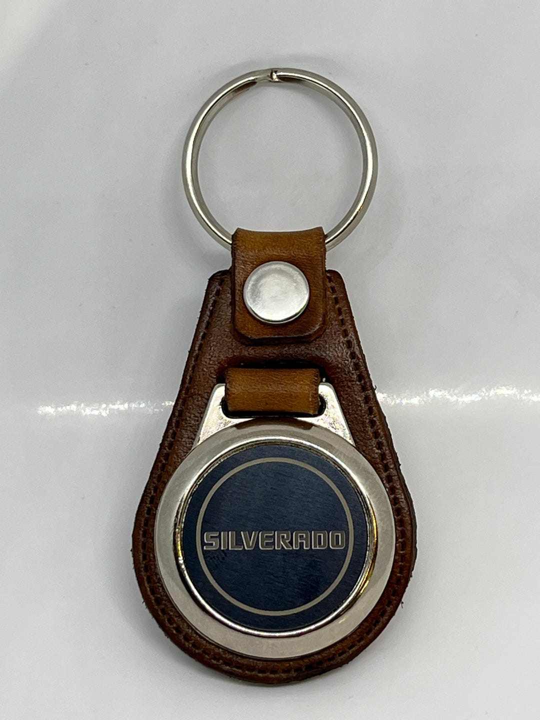 Brown Leather Custom Engraved Silverado Keychain - Etsy