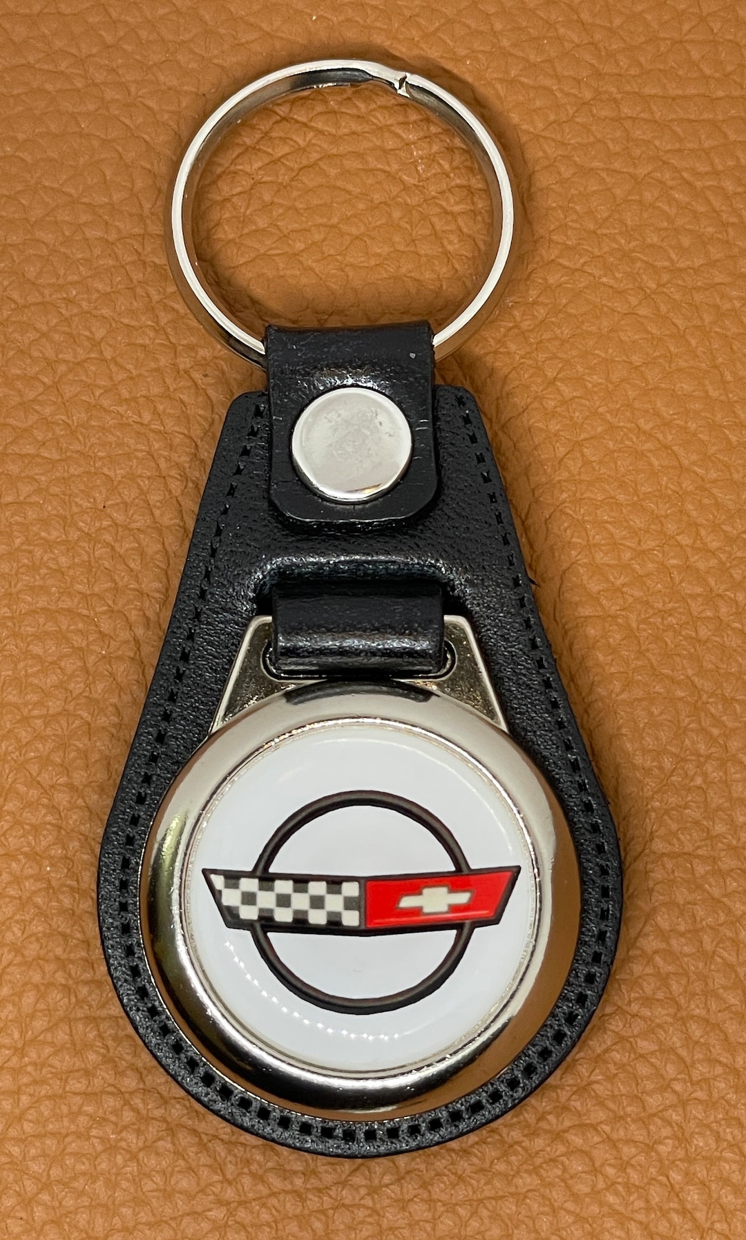 WHITE Corvette C4 Keychain Premium Black Leather - Etsy