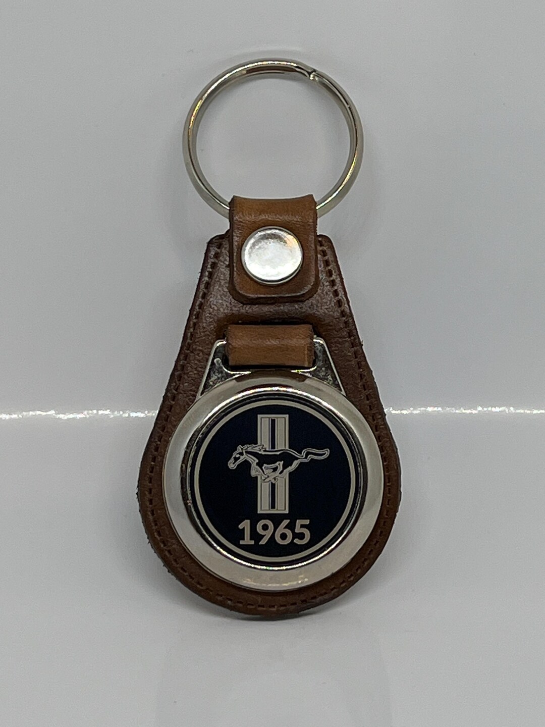 1965 Engraved Ford Mustang in Brown Leather Keychain Durable - Etsy