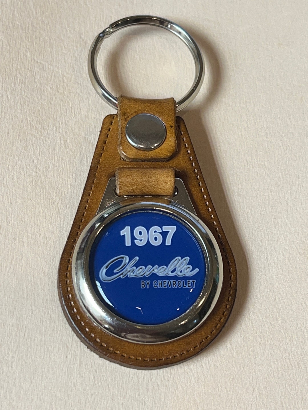 Blue 1967 CHEVELLE Premium Leather Tan Keychain - Etsy