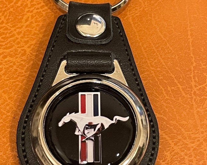 BLACK Fine Leather Mustang Keychain 1966 1967 1968 1969 1970 Ect - Etsy