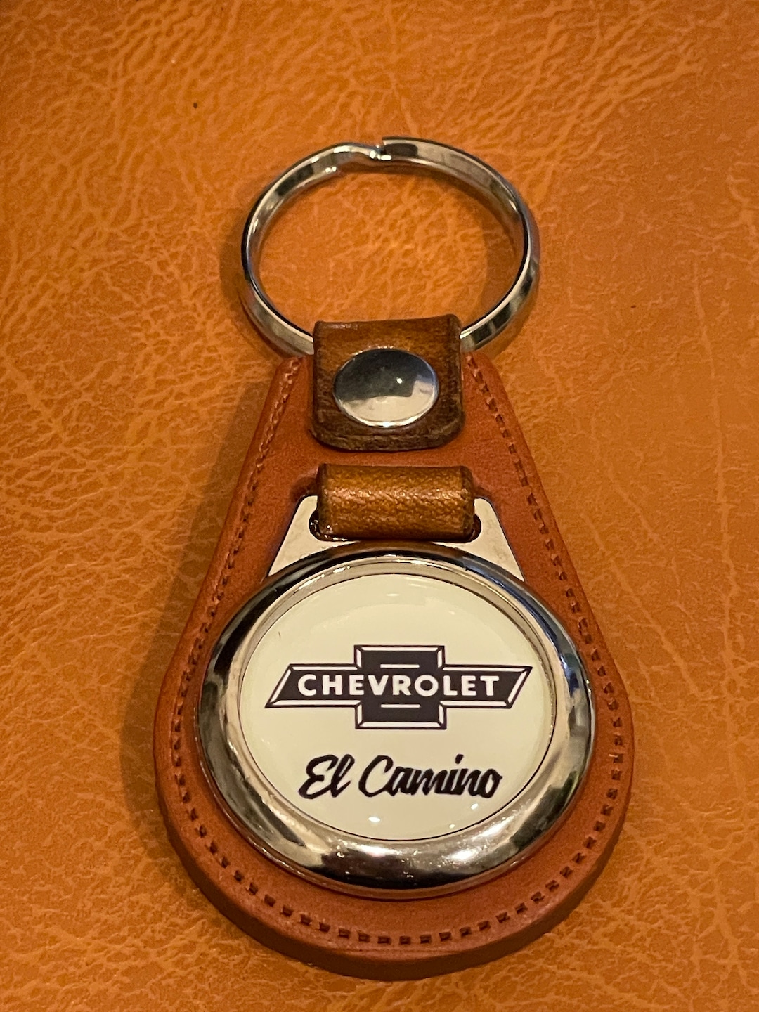 Keychain for El Camino Fine Tan Leather off White Logo - Etsy