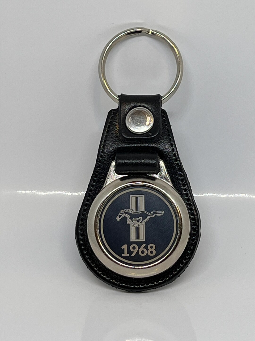 1968 Engraved Ford Mustang in Black Leather Keychain Durable - Etsy