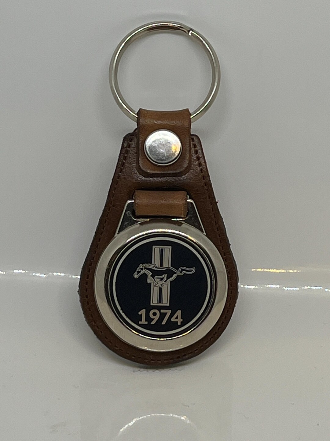 1974 Engraved Ford Mustang in Brown Leather Keychain Durable - Etsy
