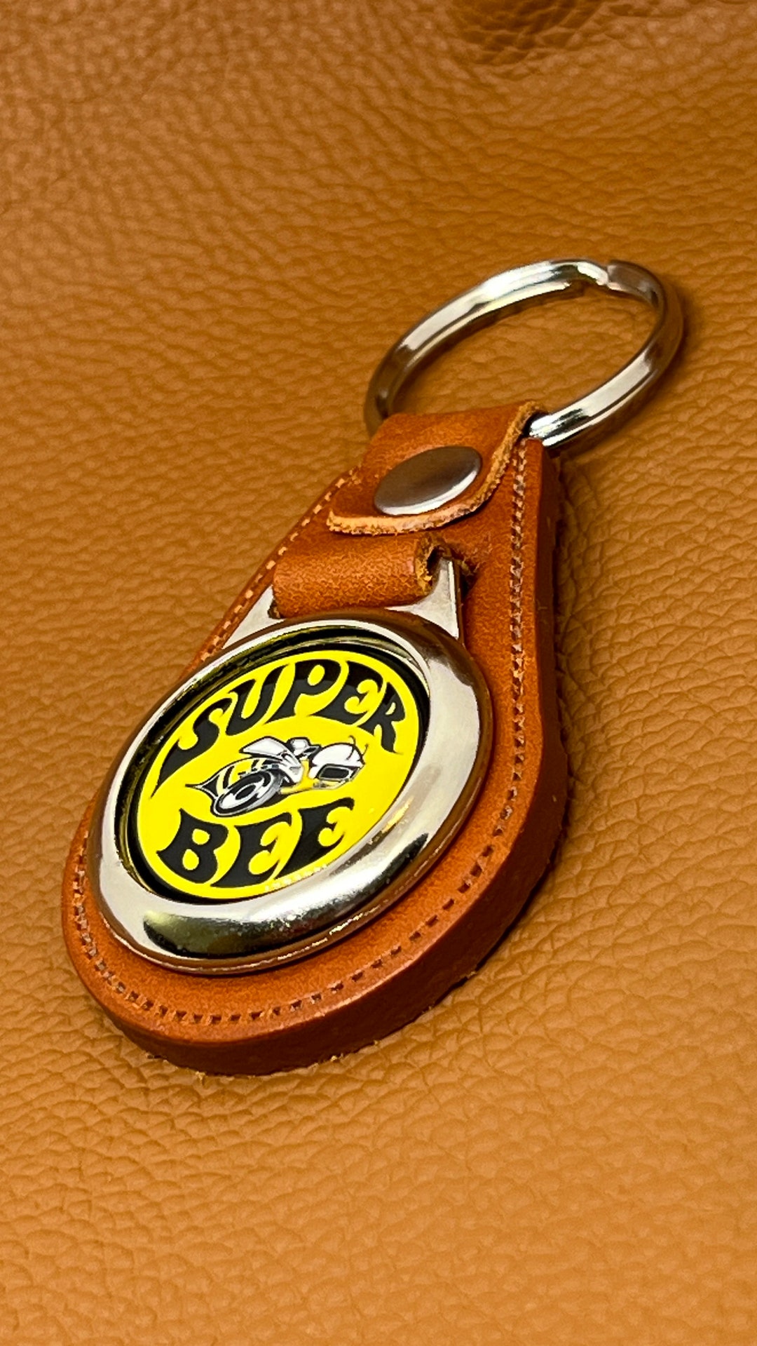 Super Bee KEYCHAIN Premium Classic Brown Authentic Leather - Etsy