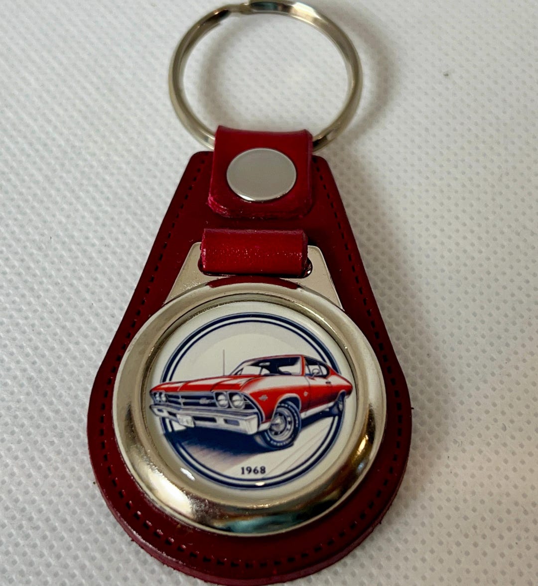 1968 CHEVELLE RED Authentic Leather Keychain - Etsy