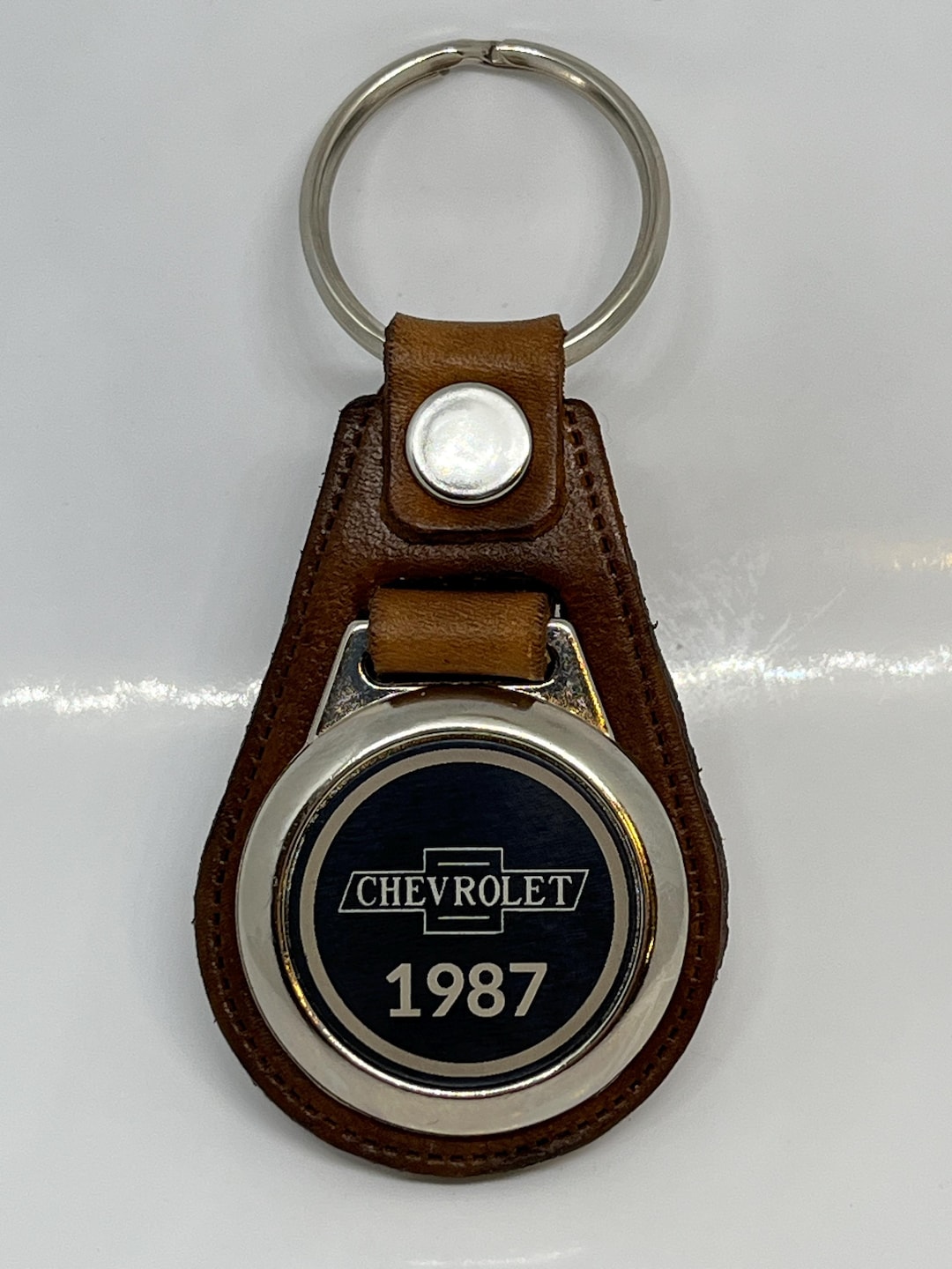 Engraved 1987 Chevy Keychain in Brown Leather - Etsy