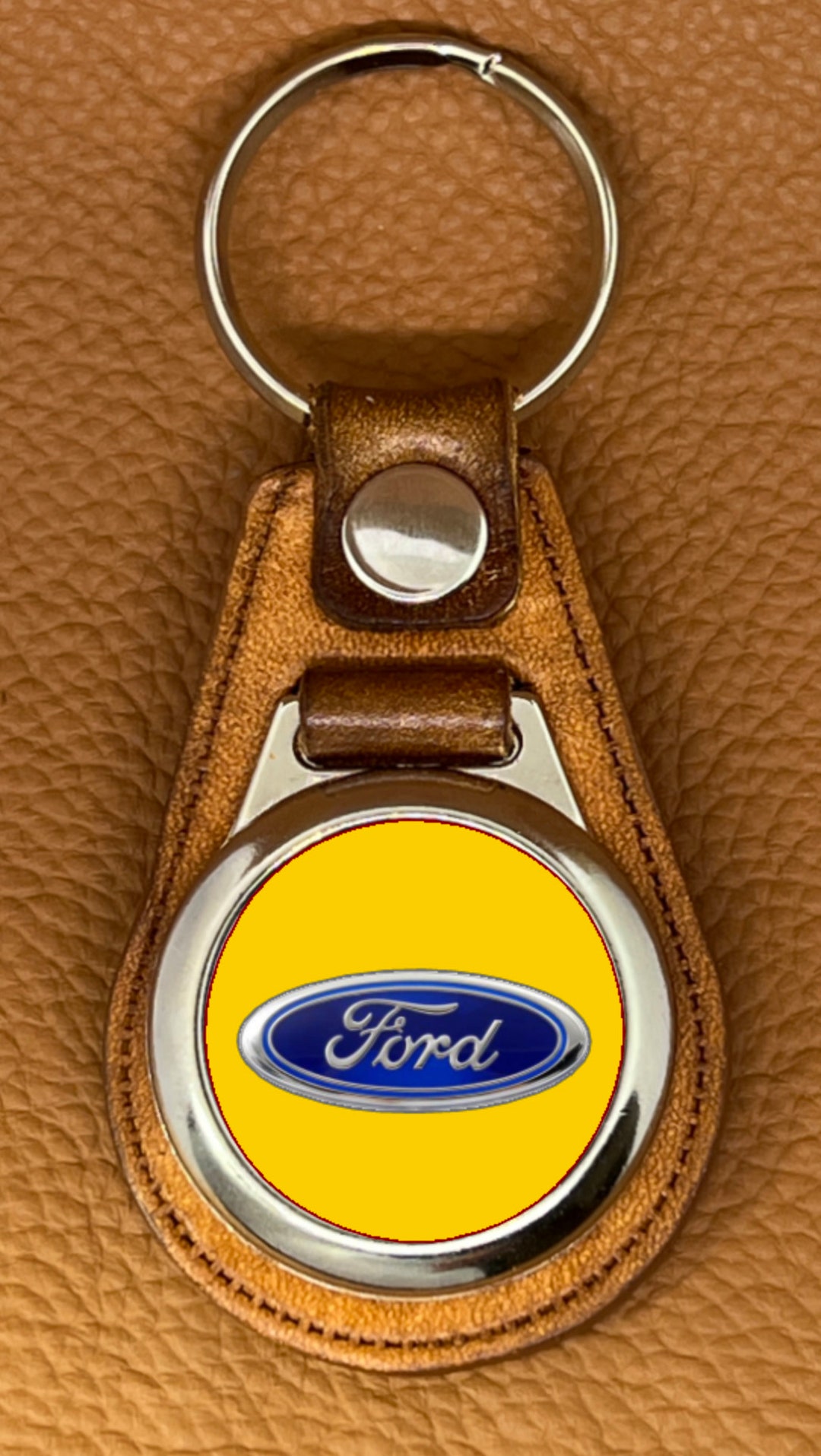 Premium Leather Keychain for Your Yellow Car or Truck Ford - Etsy