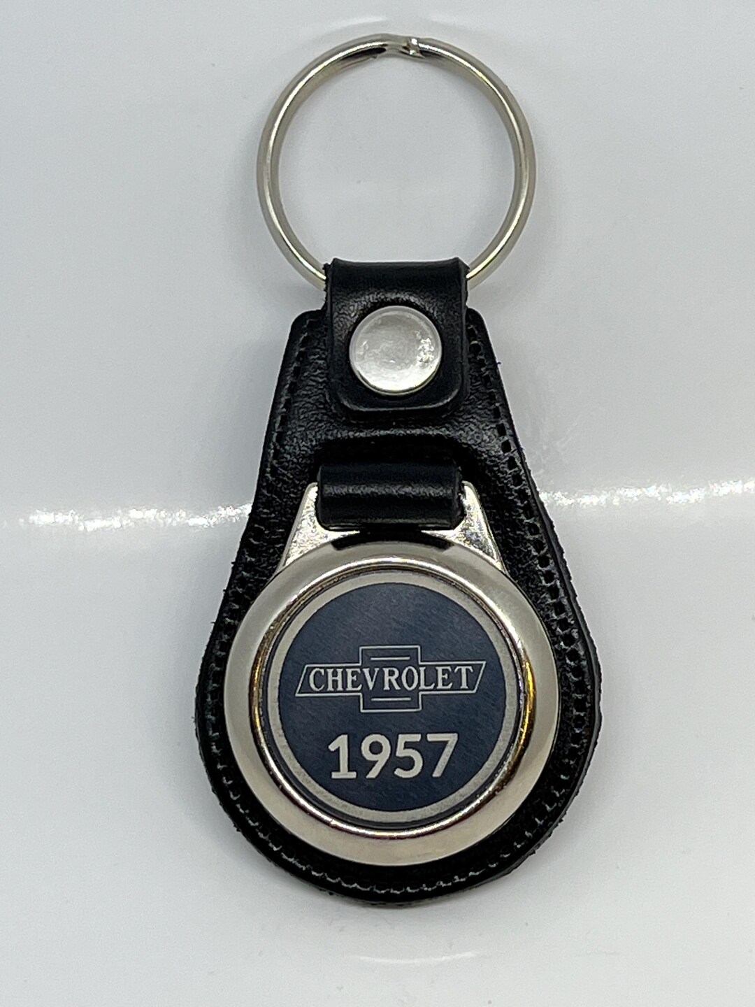 1957 Engraved Chevy Keychain in Black Leather and Steel - Etsy