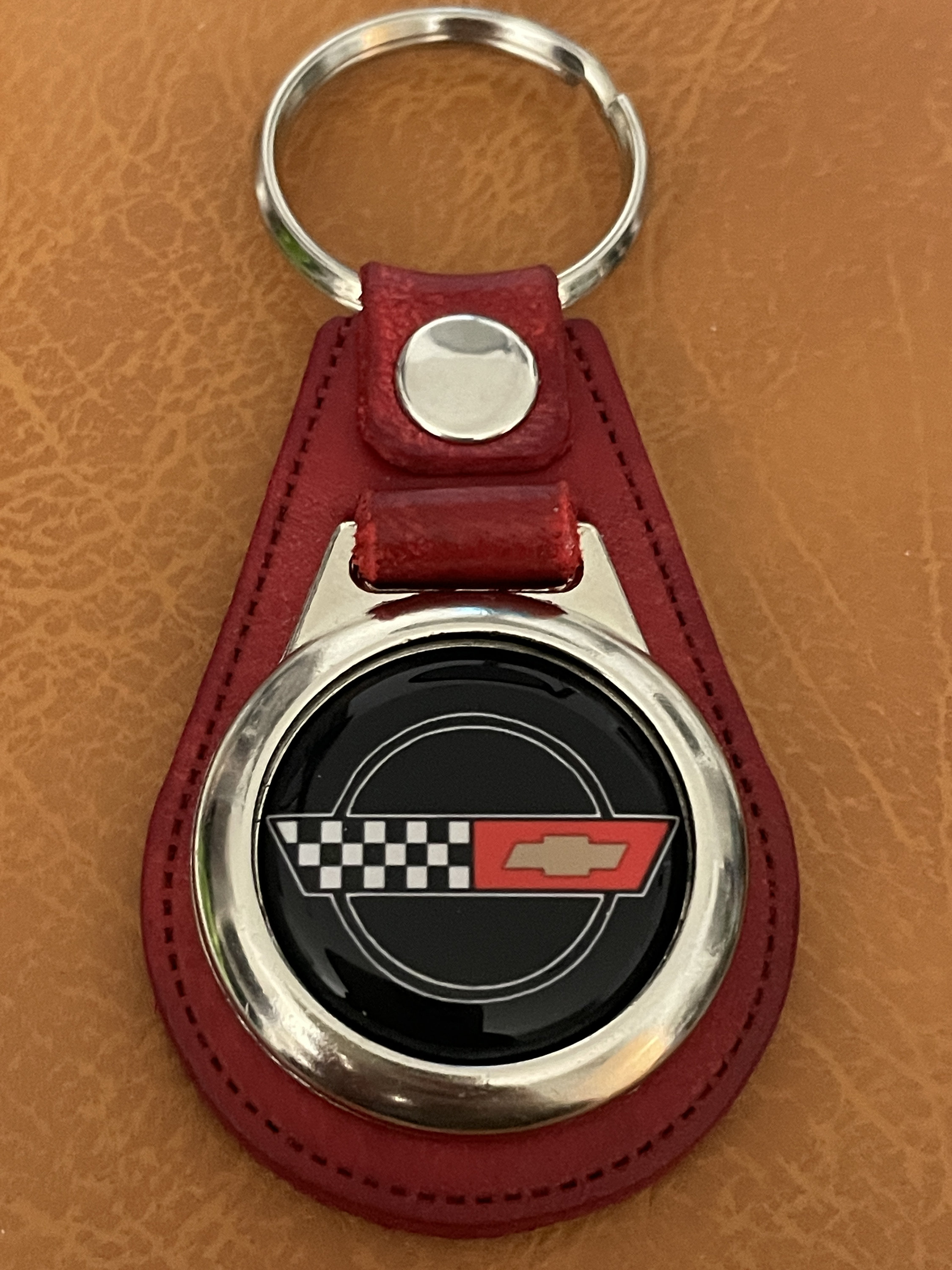 BLACK Corvette Red Leather Keychain - Etsy