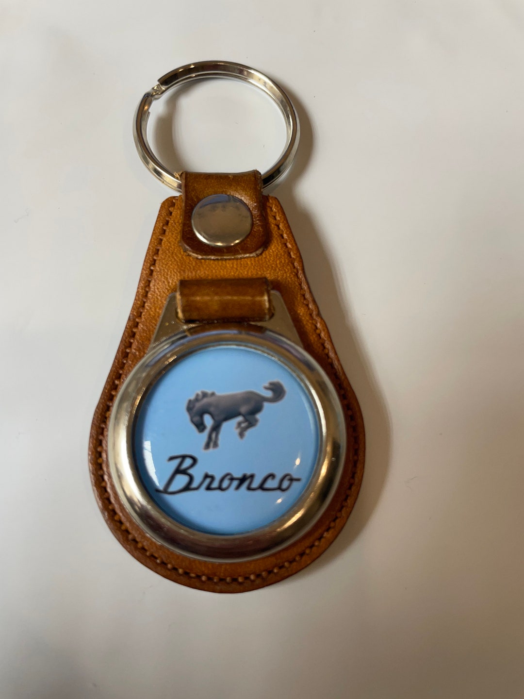 Leather Retro Hand Cured Old School Bronco Keychain Custom Blue - Etsy