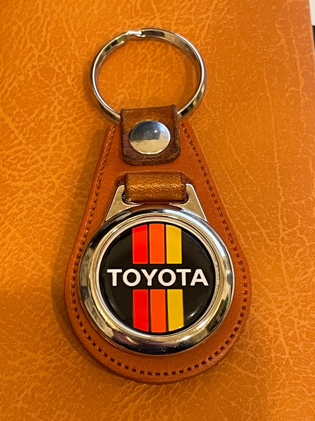 Retro Fine Tan Leather Keychain for Toyota - Etsy