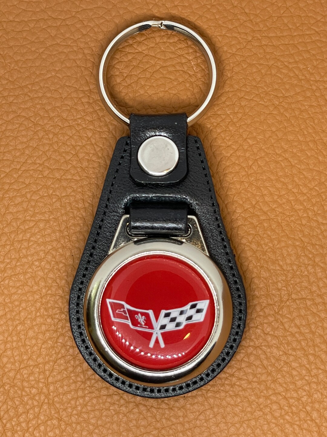 Corvette C3 FLAG Keychain Premium Black Leather - Etsy