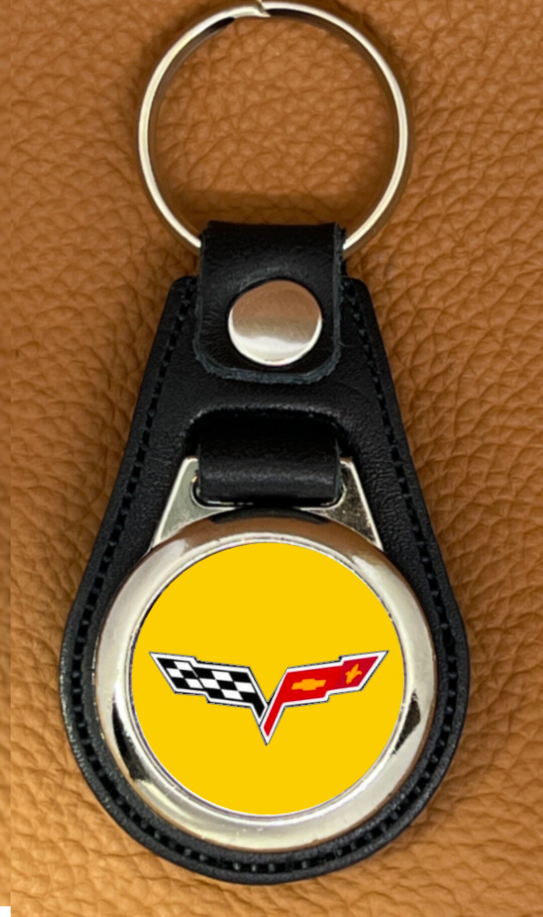 Yelllow C6 High Quality Black Leather Keychain for Corvette - Etsy