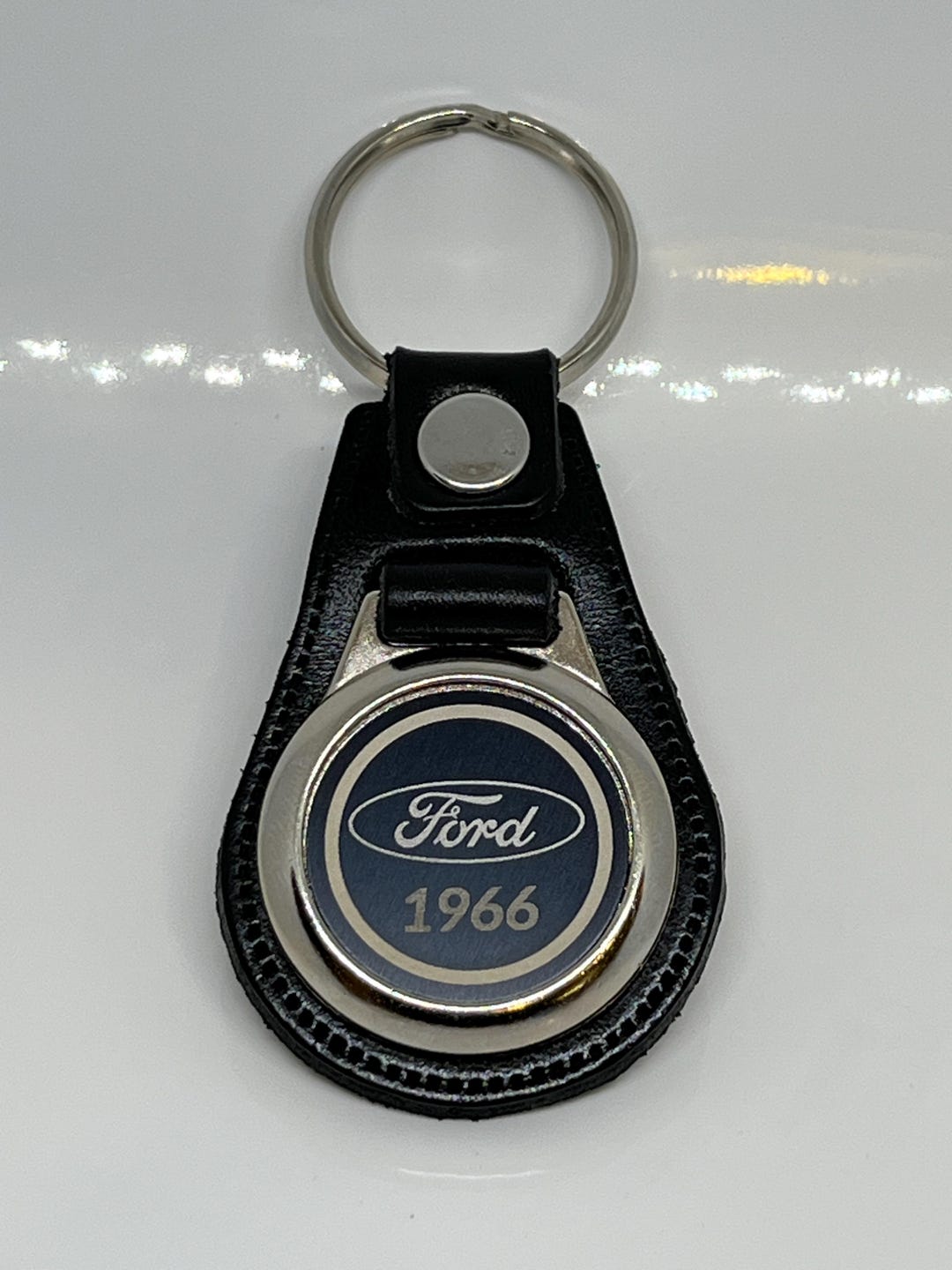 1966 Engraved Ford in Black Leather Keychain Durable - Etsy