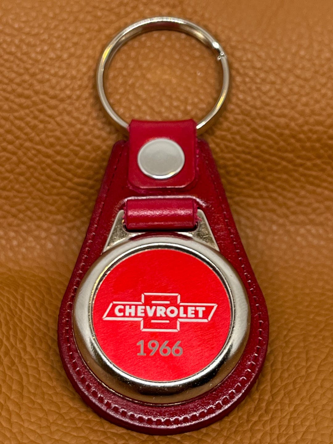 RED Leather Custom CHEVY 1966 KEYCHAIN With Red Face - Etsy