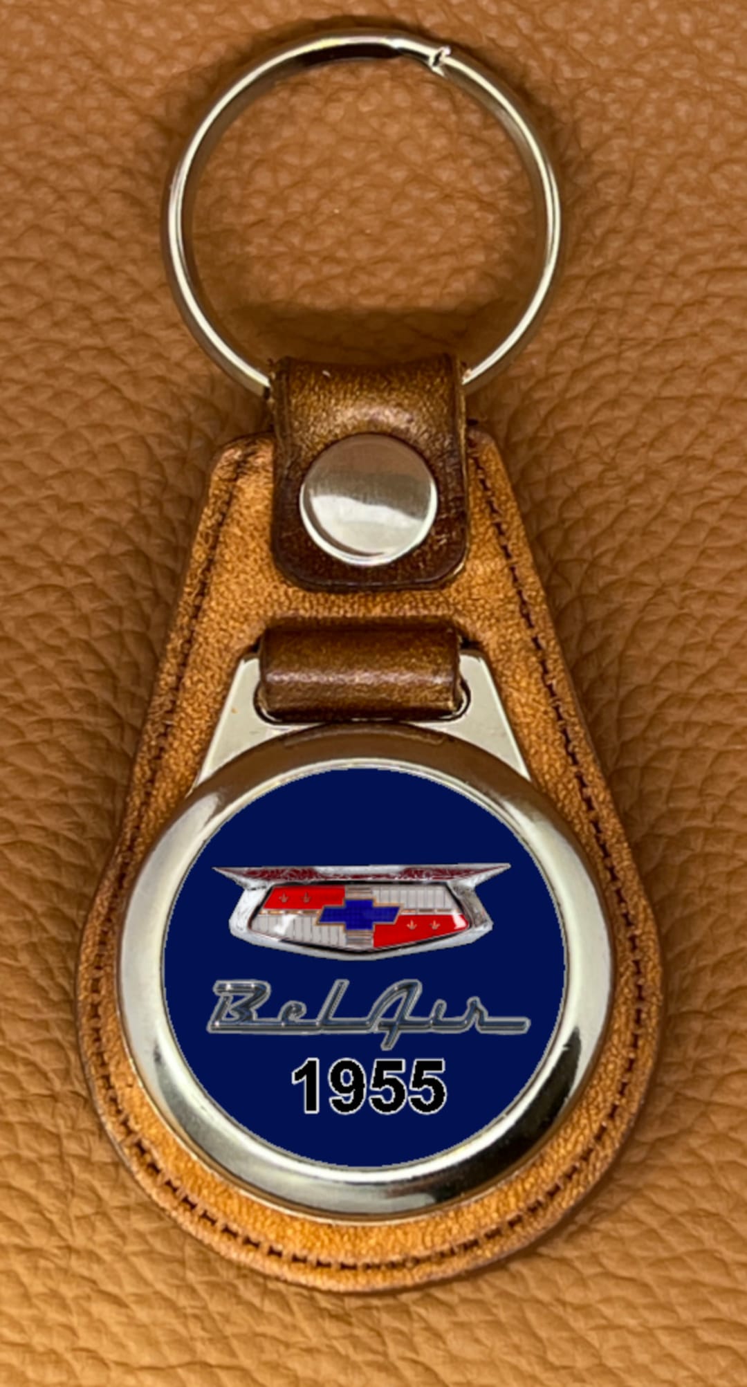 Retro 1955 Belair Leather Keychain Blue - Etsy