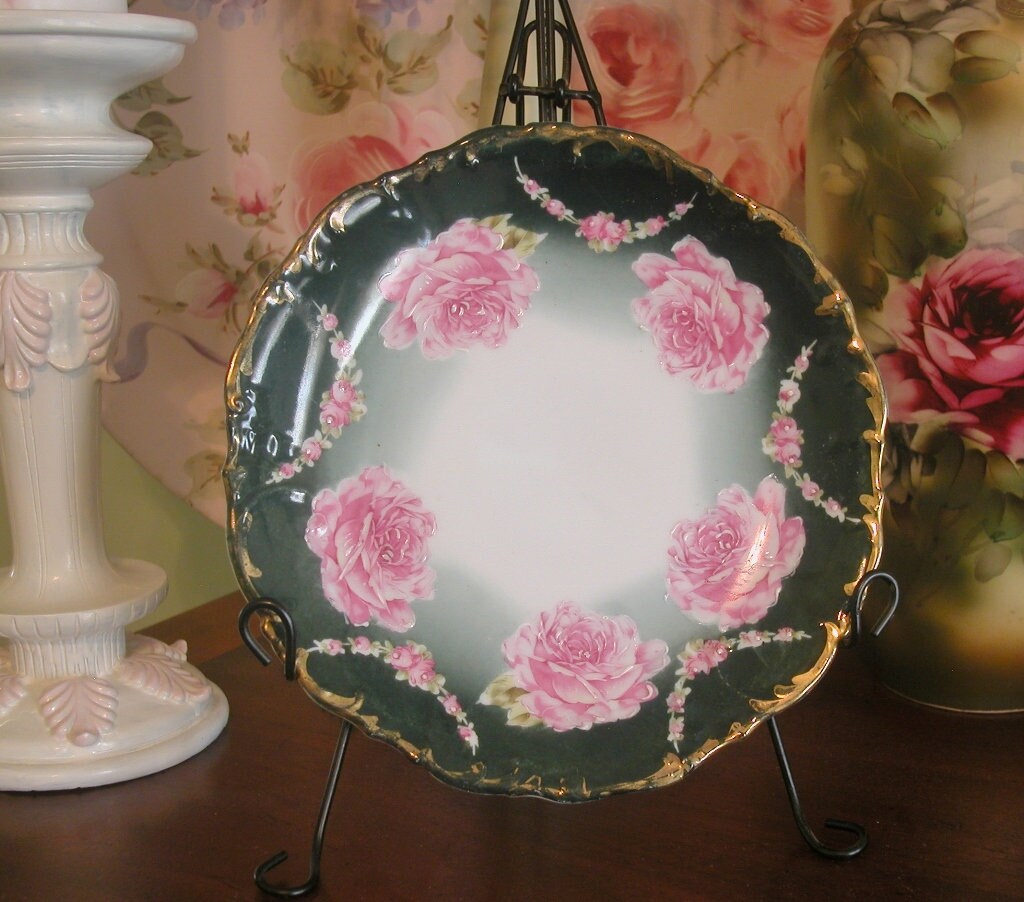 Gorgeous Pink Cabbage Roses Porcelain Hand Painted Decorative Plate - Etsy