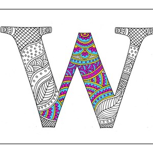 Adult Coloring Pages Zentangle Alphabet W, Printable Coloring Pages ...