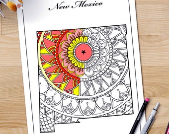 Arkansas state map Adult coloring page printable July 4th | Etsy