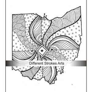 Ohio State Map Printable Coloring Pages for Adults, Instant Download ...