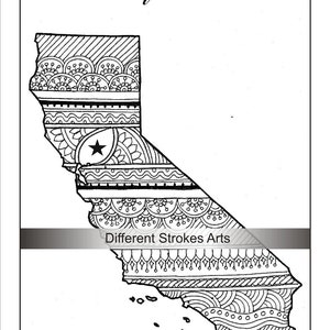 California map coloring pages patriotic printable art state | Etsy