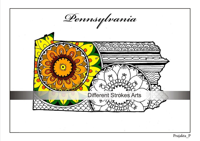 Patriotic printable art Pennsylvania map states maps coloring | Etsy