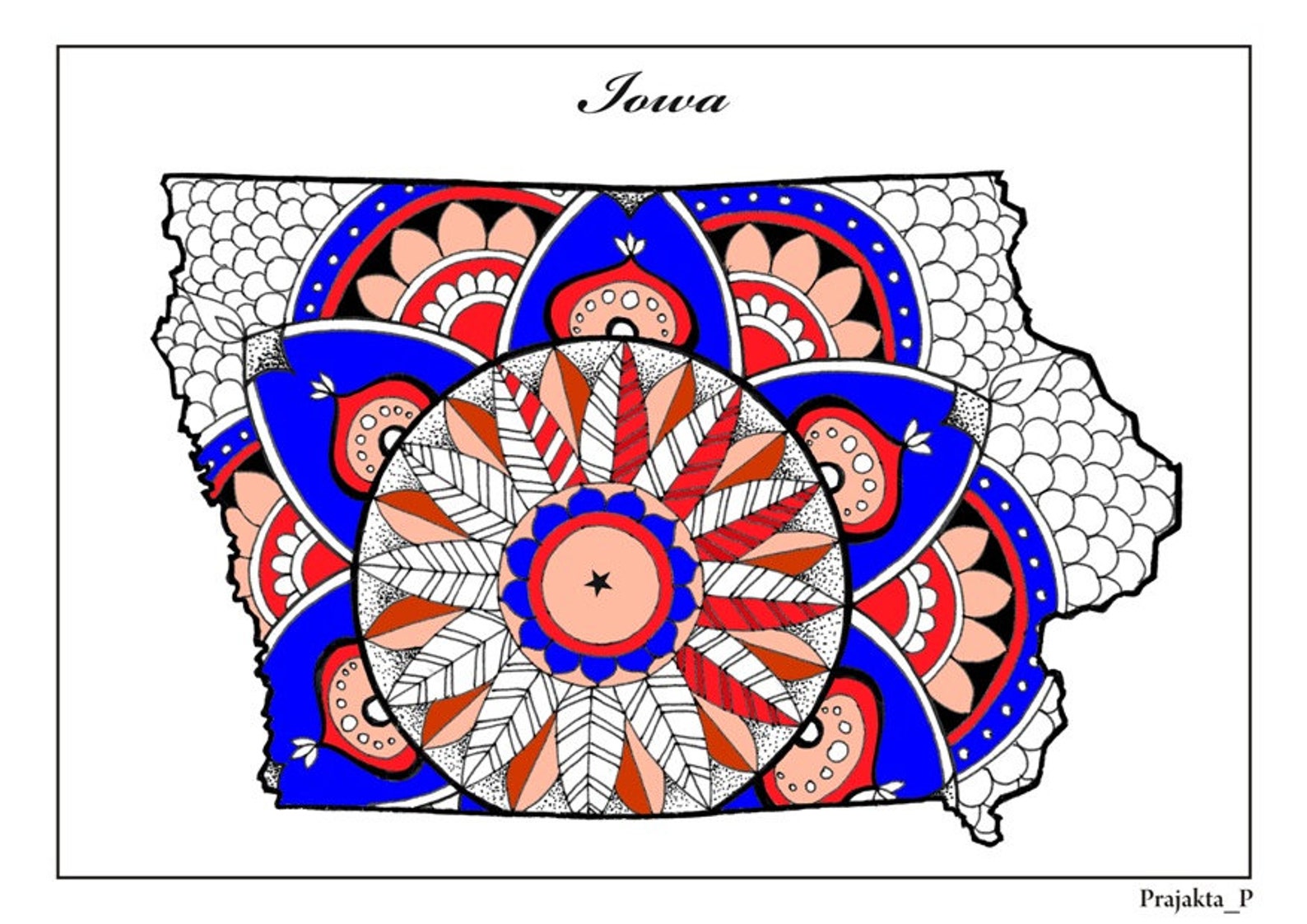 Iowa State Map Coloring Page for Adults Patriotic Printable | Etsy