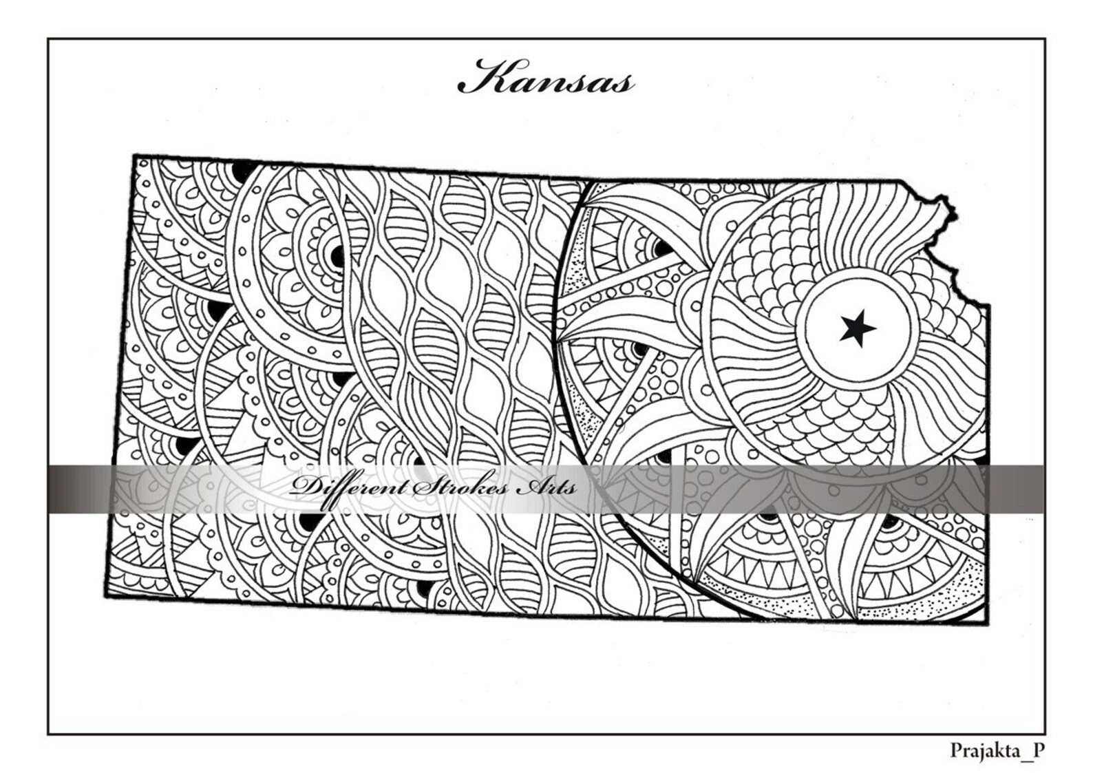 Adult coloring pages instant download Kansas map coloring | Etsy
