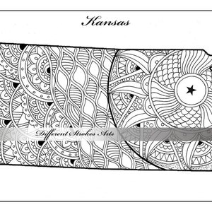 Adult Coloring Pages Instant Download Kansas Map, Coloring Doodle Map ...