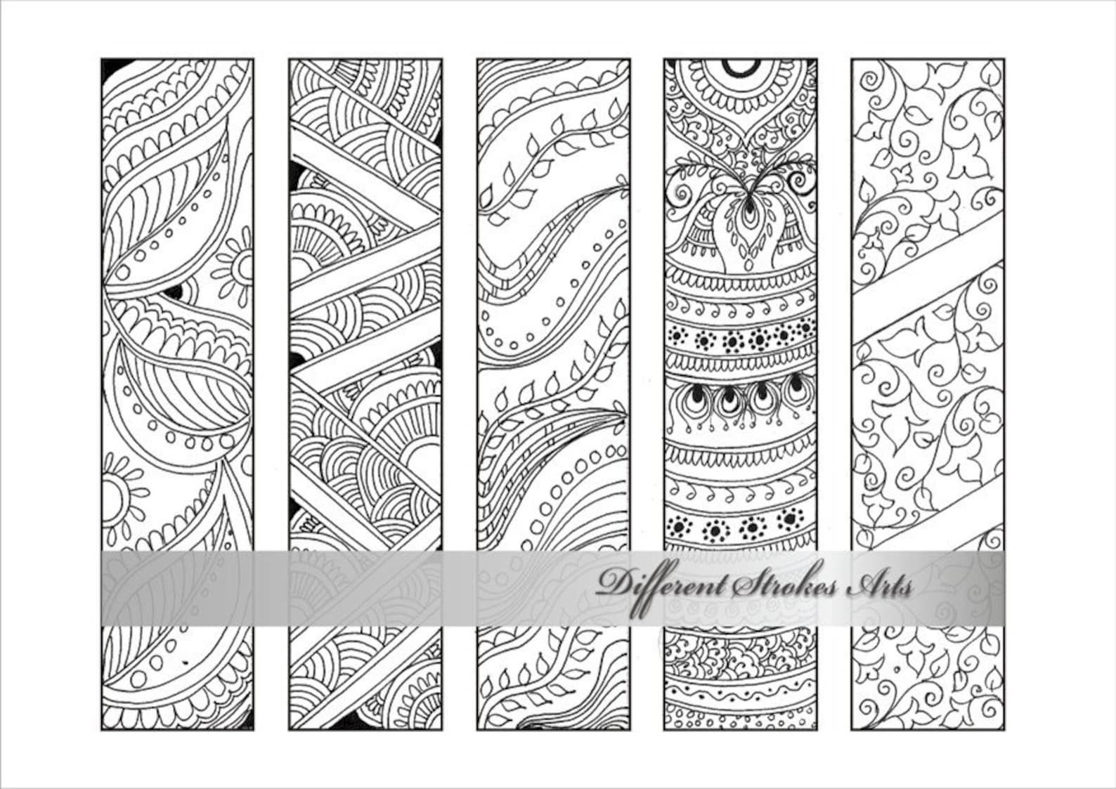 Printable Bookmarks Coloring Pages Zendoodle Coloring | Etsy