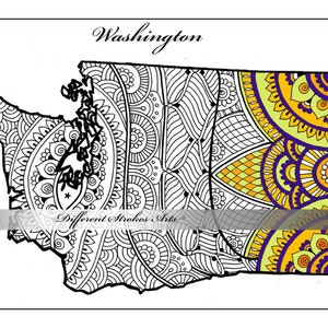 Adult Coloring Page Washington State Map, USA States Coloring ...