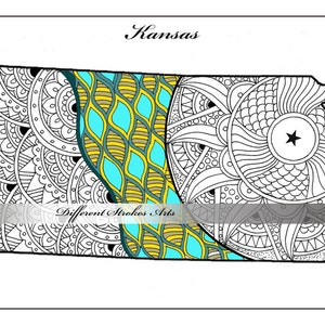 Adult coloring pages instant download Kansas map coloring | Etsy
