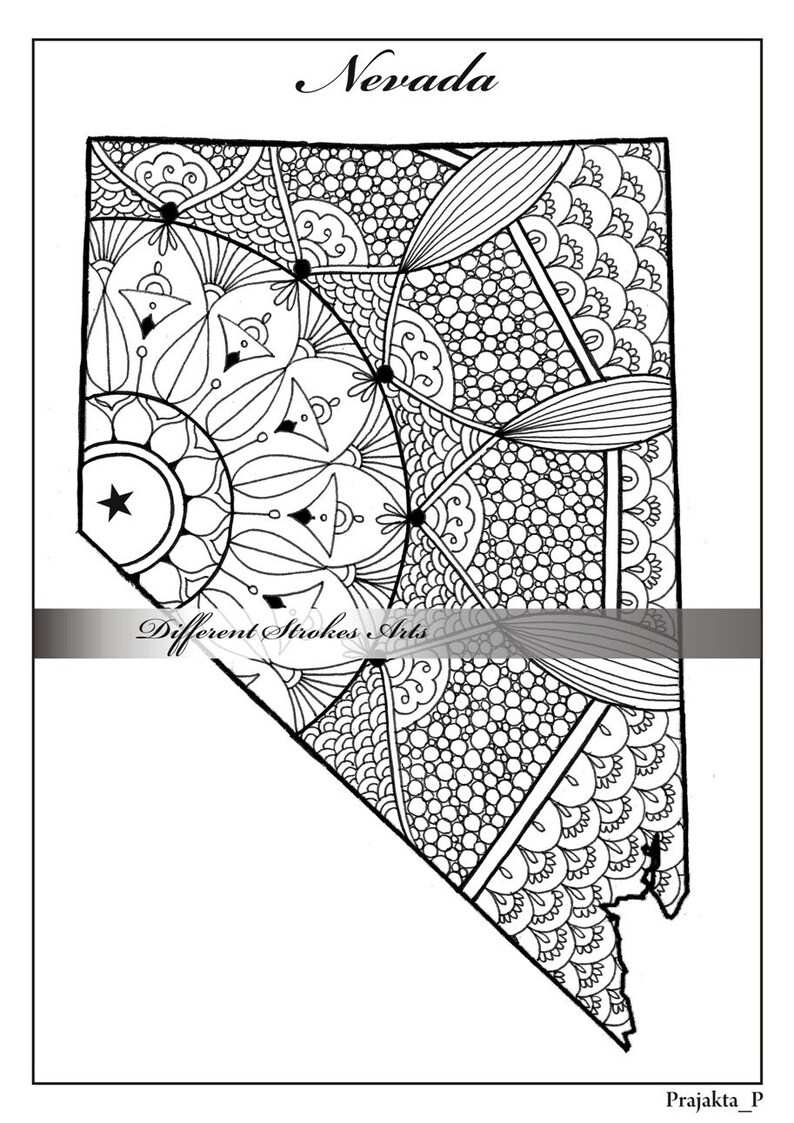Adult Coloring Page Nevada State Map USA Map Coloring | Etsy