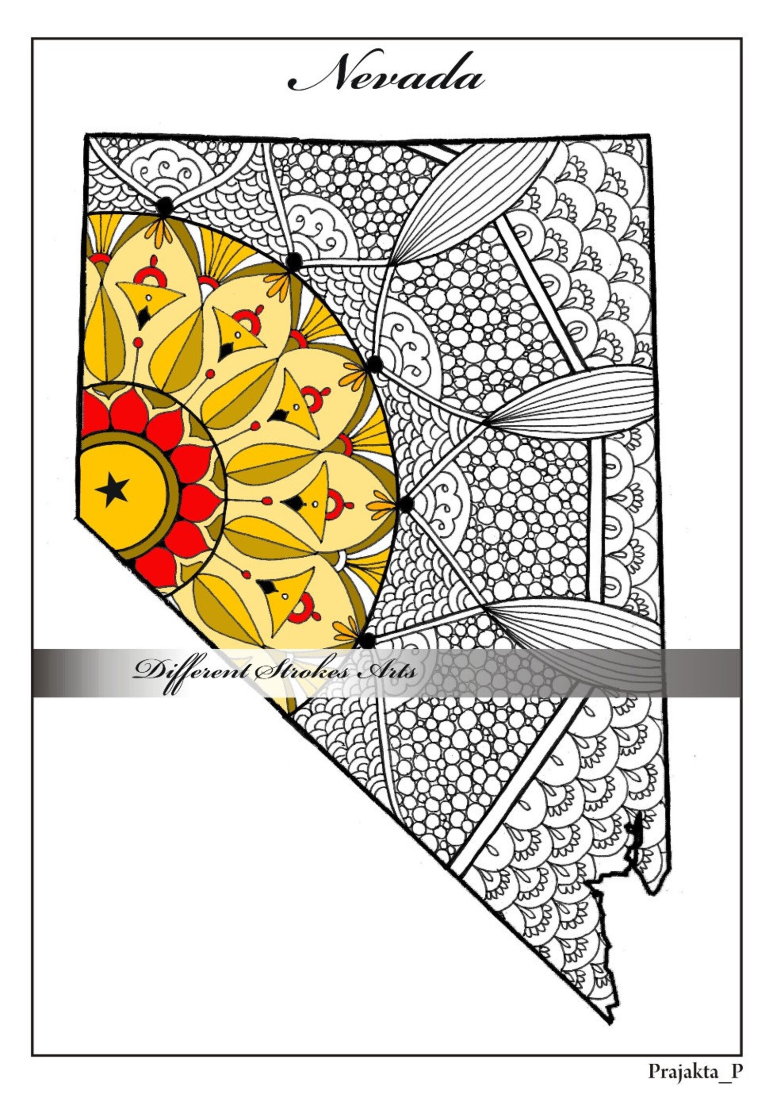 Adult Coloring Page Nevada State Map USA Map Coloring | Etsy